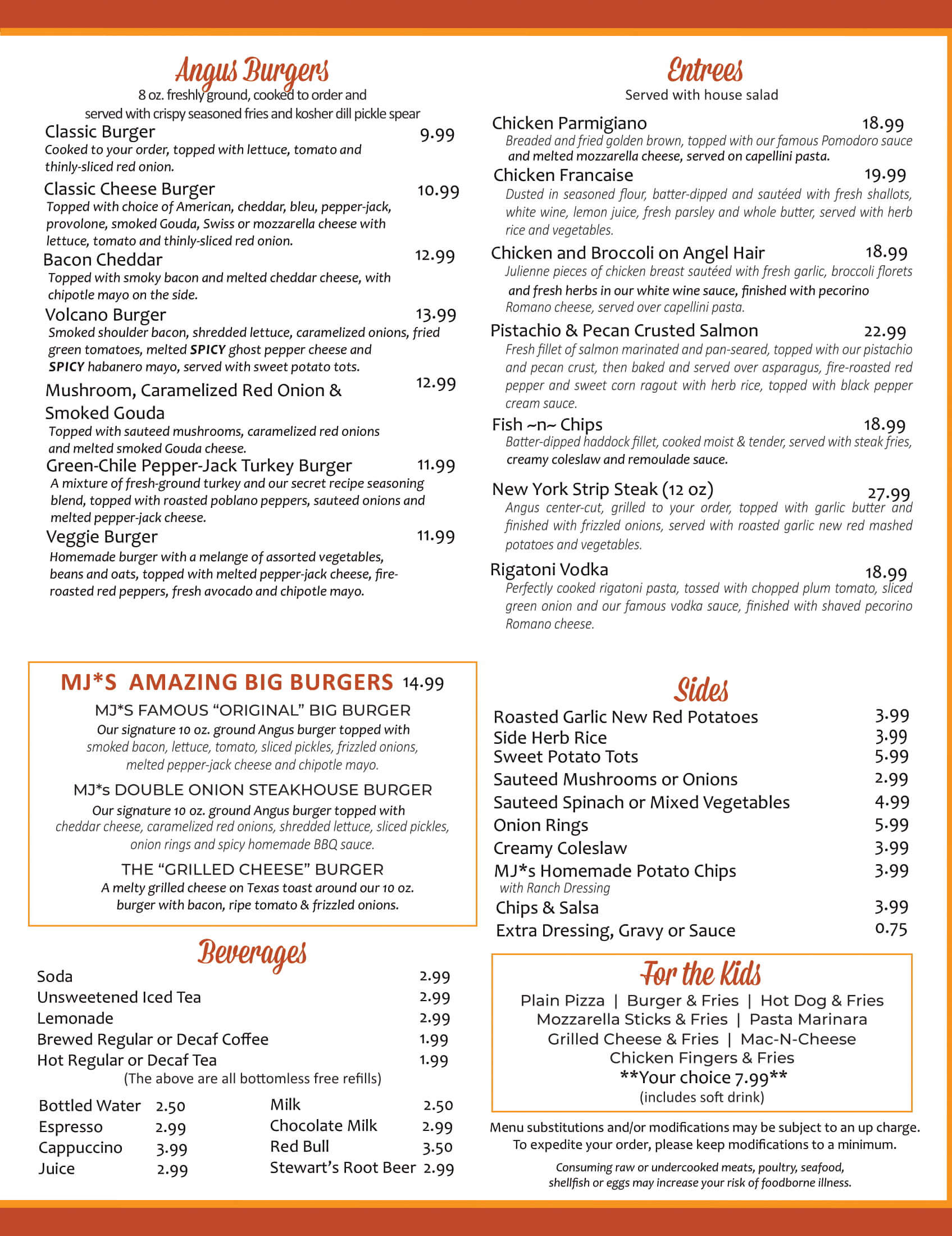 Menu – Mj’s Restaurant