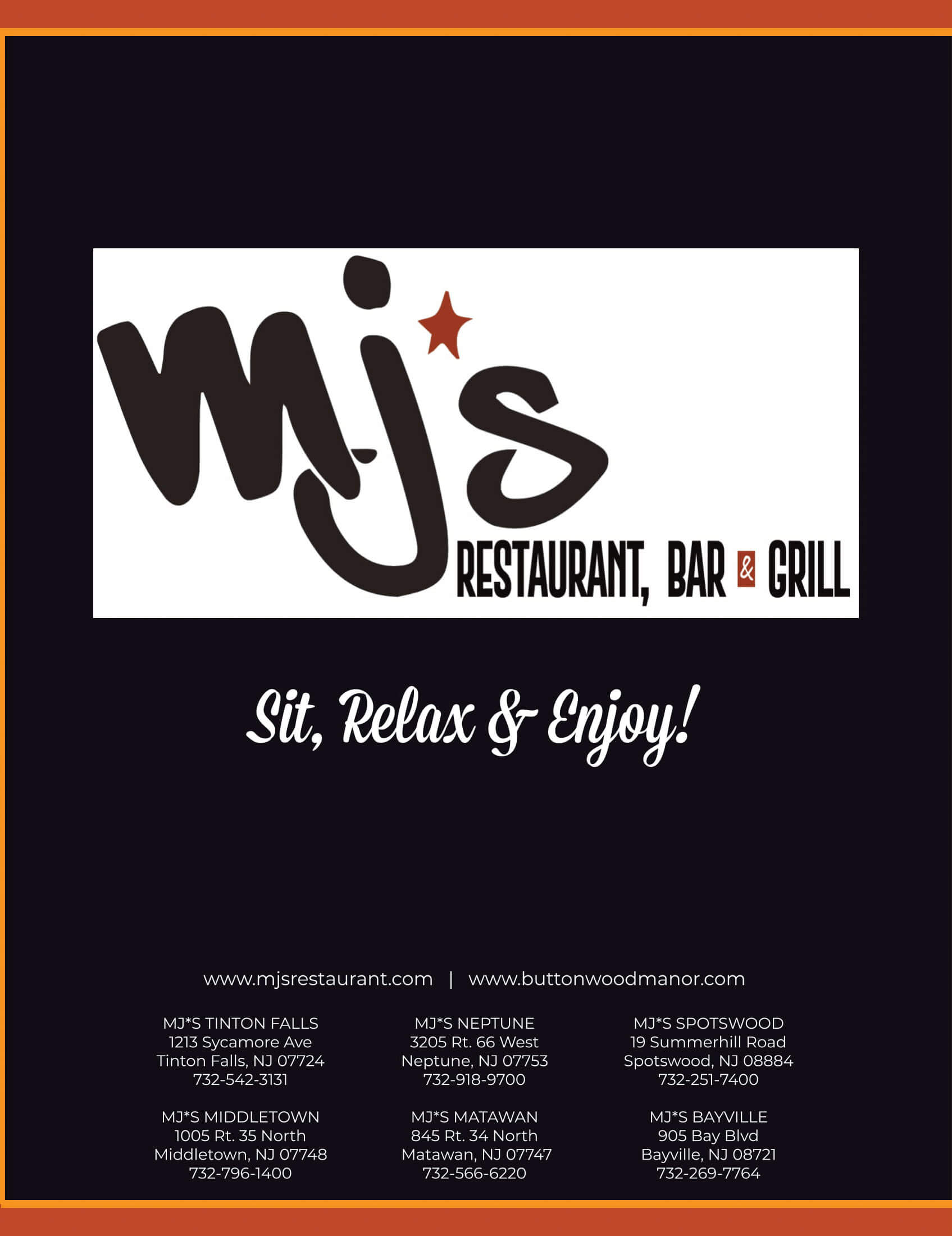 Menu – Mj’s Restaurant