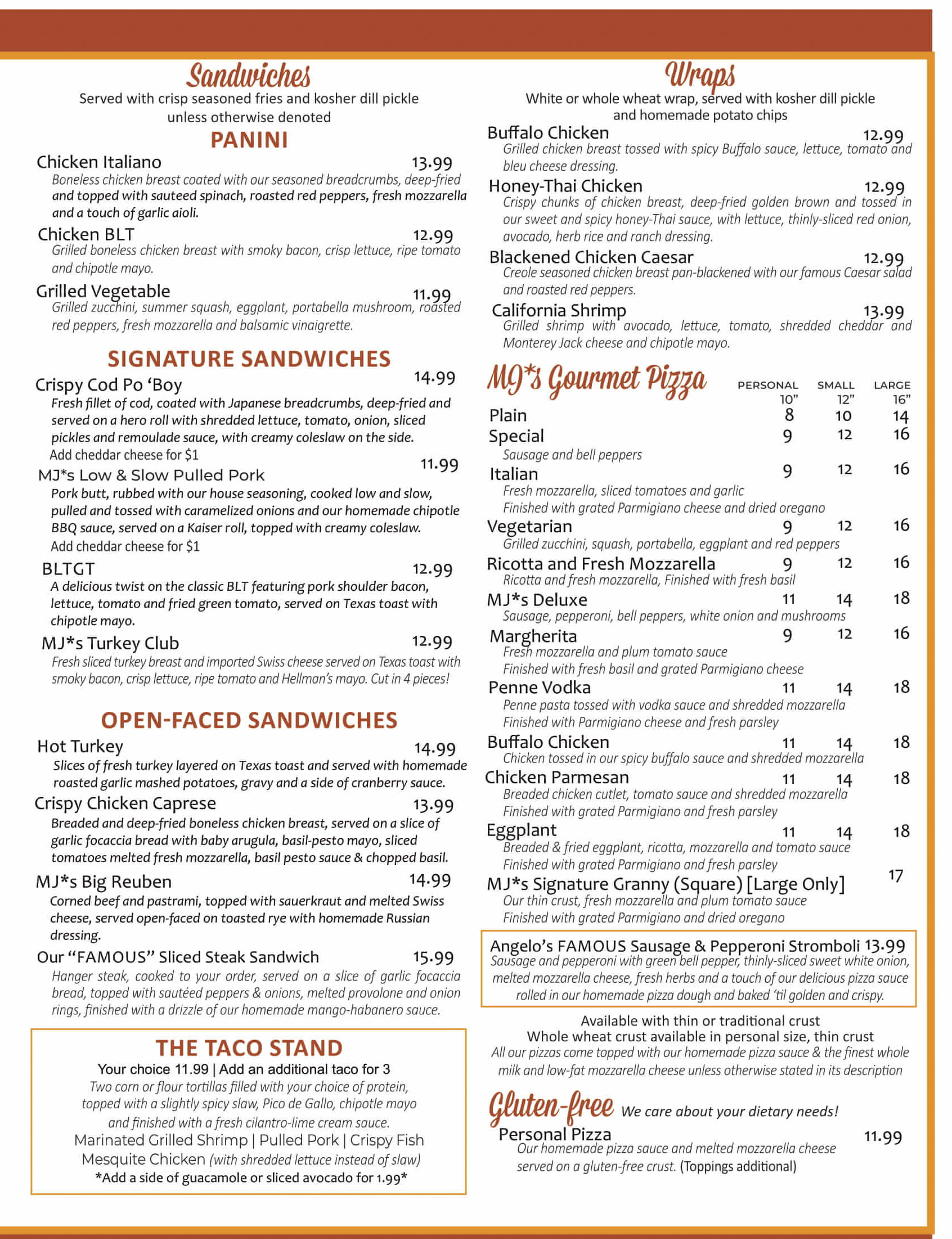 Menu – Mj’s Restaurant