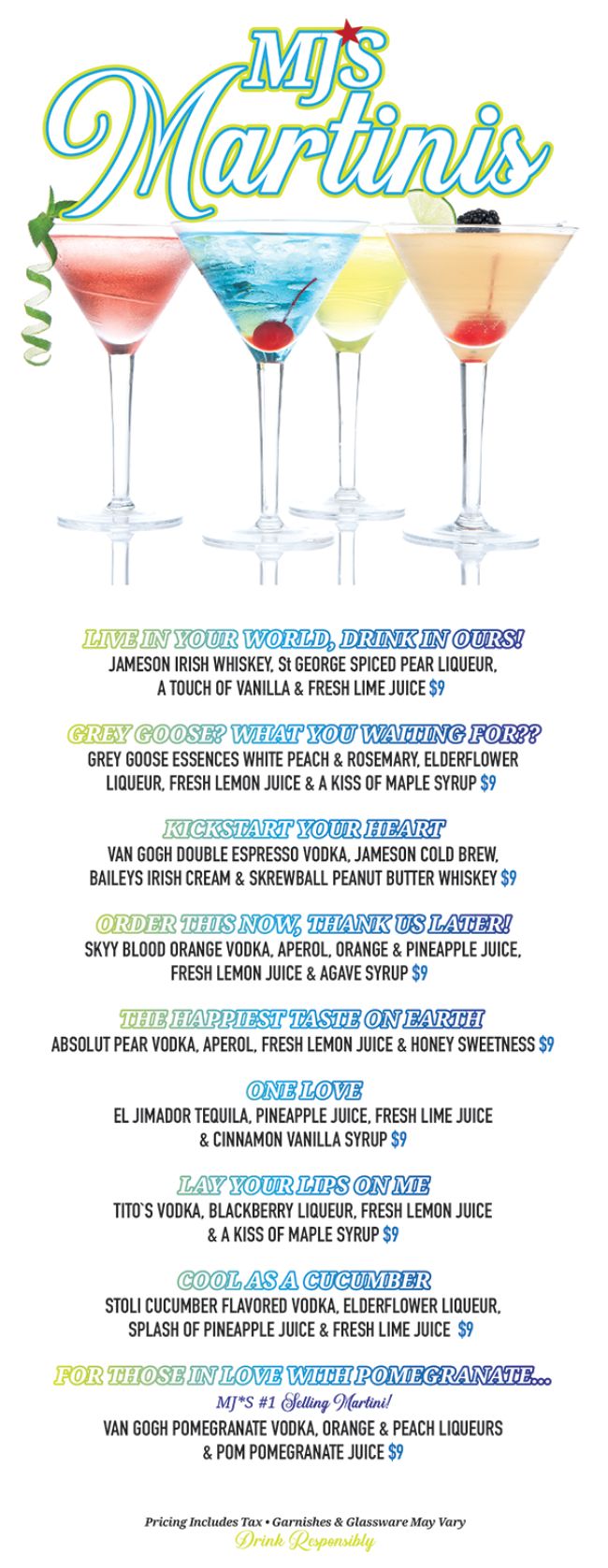 Martinis – Mj’s Restaurant