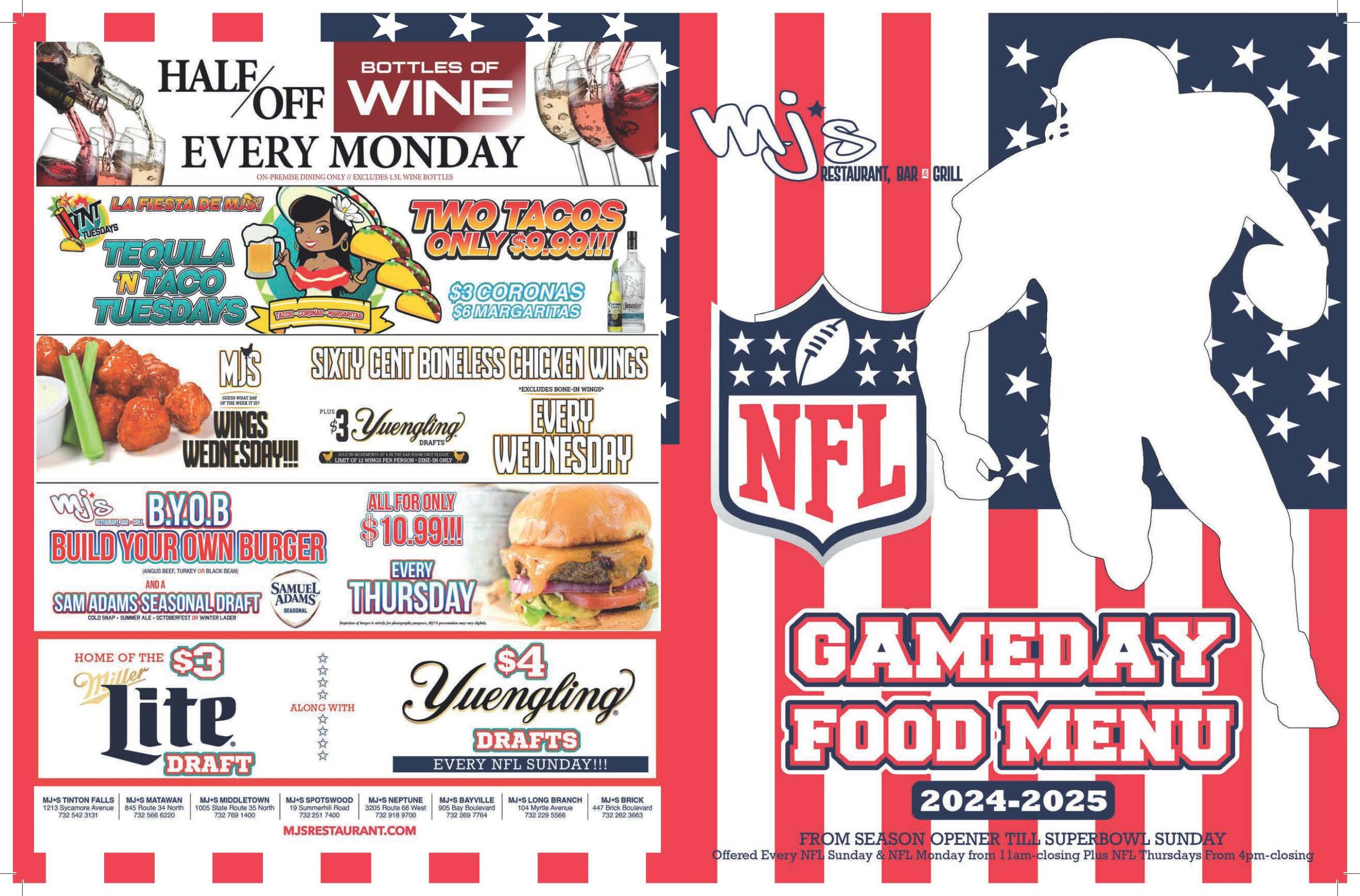 NFL Gameday Menu – Mj’s Restaurant